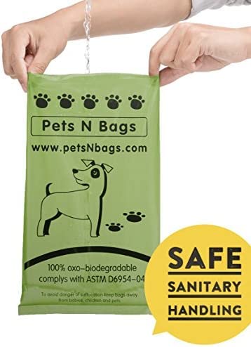 Pets N Bags Dog Poop Bags, Dog Waste Bags, Biodegradable Unscented Refill Rolls, Includes Dispenser
