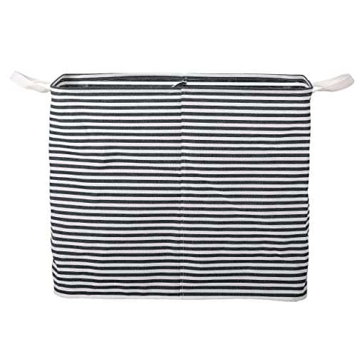 BIRDROCK HOME 112L Collapsible Double Laundry Hamper Basket - Grey & White Stripes Sorter Bin - Compact Dirty Clothes Organizer Bag - Divided Section