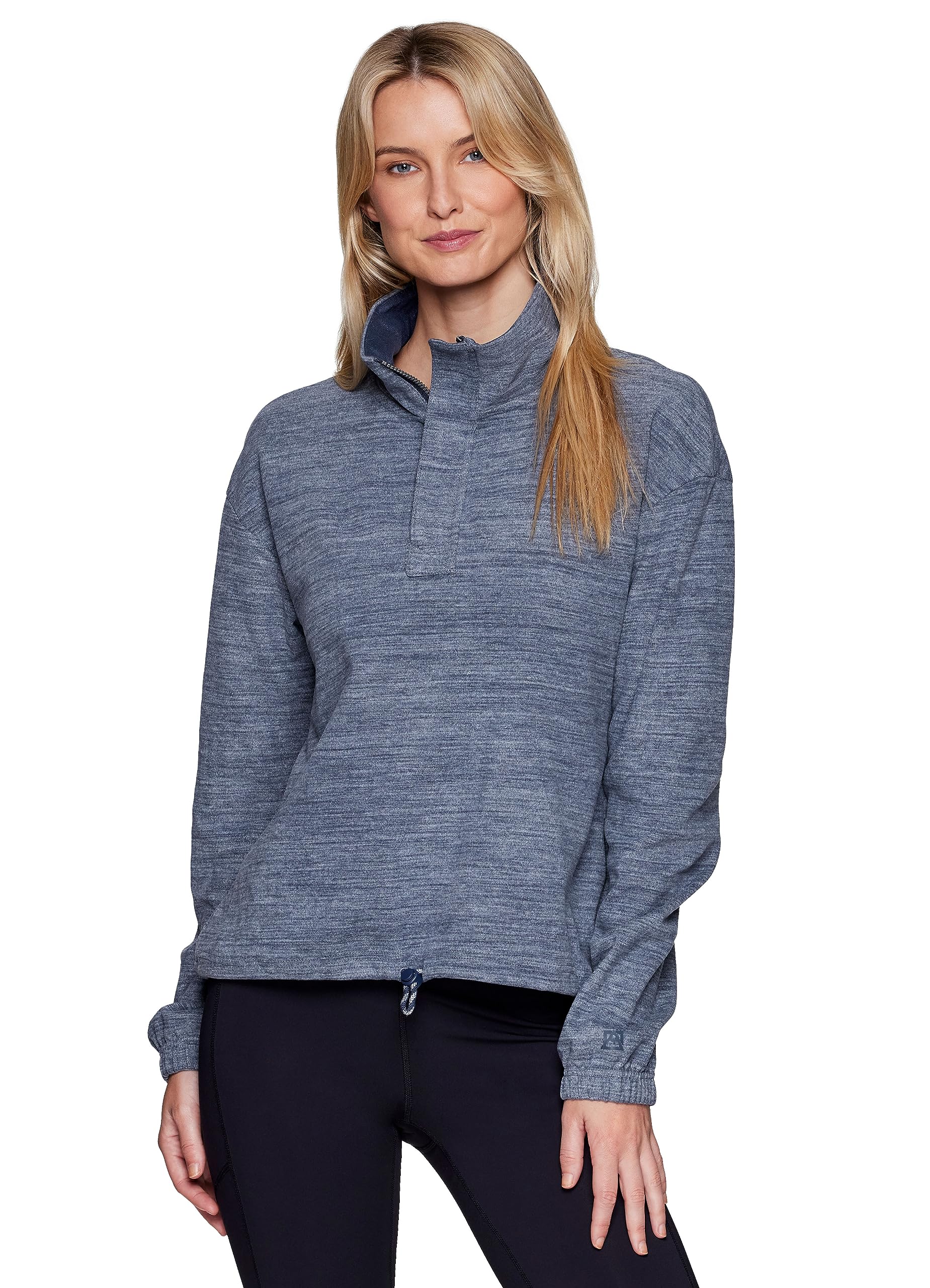 Avalanche Women's Lightweight 1/4 Zip Pullover Drawstring Hem Top Bungee Olive L