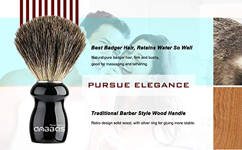 Badger Shaving Brush Holder Set,Wooden Handle Shave Brush,Contracted Design Resin Shaving Stand,2pcs Traditional Shaving Kit for Men by Anbbas