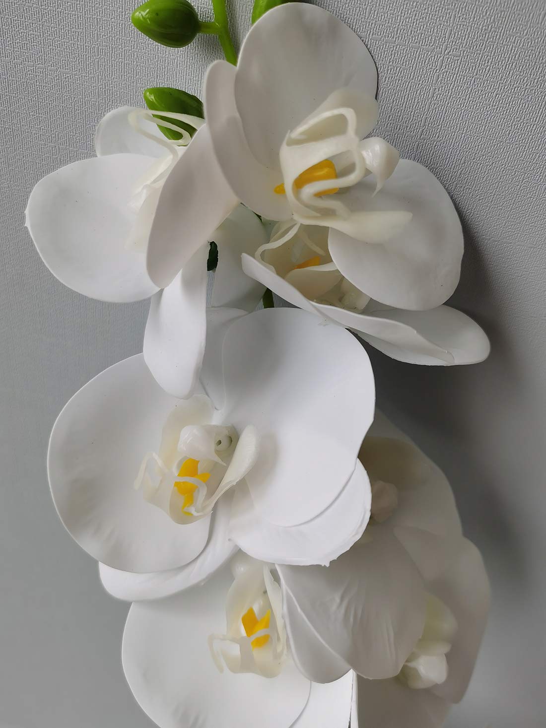 Suandsu 1 Bouquet Artificial Phalaenopsis Fake Butterfly Orchid Home Hotel Office Garden Craft Art Decor 19'' High White