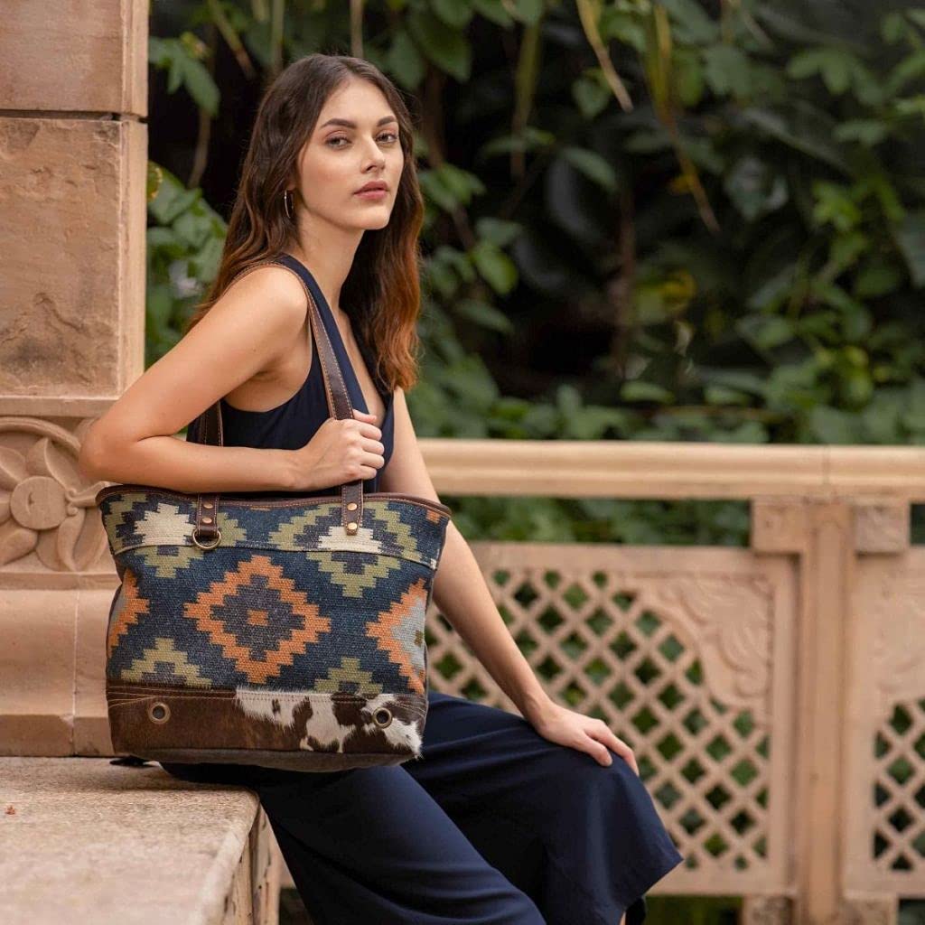 Myra Bag Go Trendy Tote Bag Upcycled Cotton & Leather S-2807