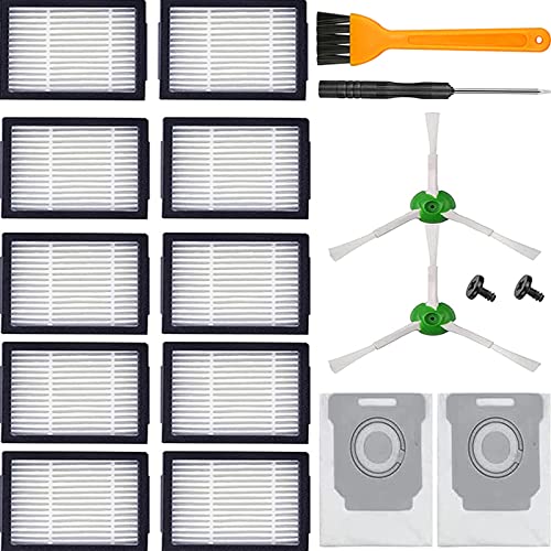 COMUSTER 16 Pack Replacement Parts for iRobot Roomba i1+ i7+ i3+ i4+ i6+ i8+ j7+/Plus Vacuum Cleaner,10 Pack HEPA Filters 2 Pack Side Brushes 2 Vacuum Bags(The accessories are neat)