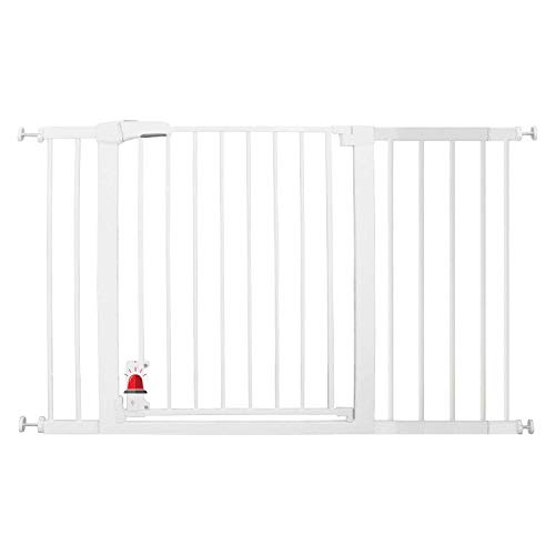 Auto Close Door Gate with Alarm 29.5" to 51.6" Extra Wide Walk Thru Baby Gate No Drilling, White