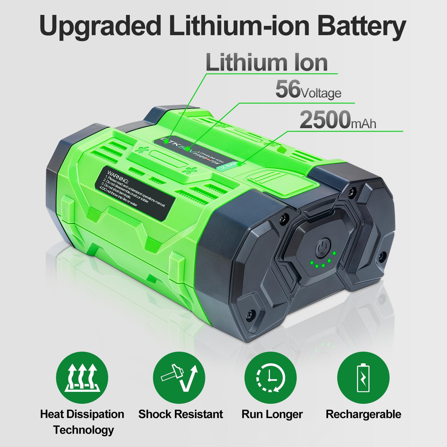 DTK Battery Replacement for EGO 56V Battery 2.5Ah Batteries Compatible with BA1400T BA2800 BA4200T BA5600T Lightweight and Easy to Carry