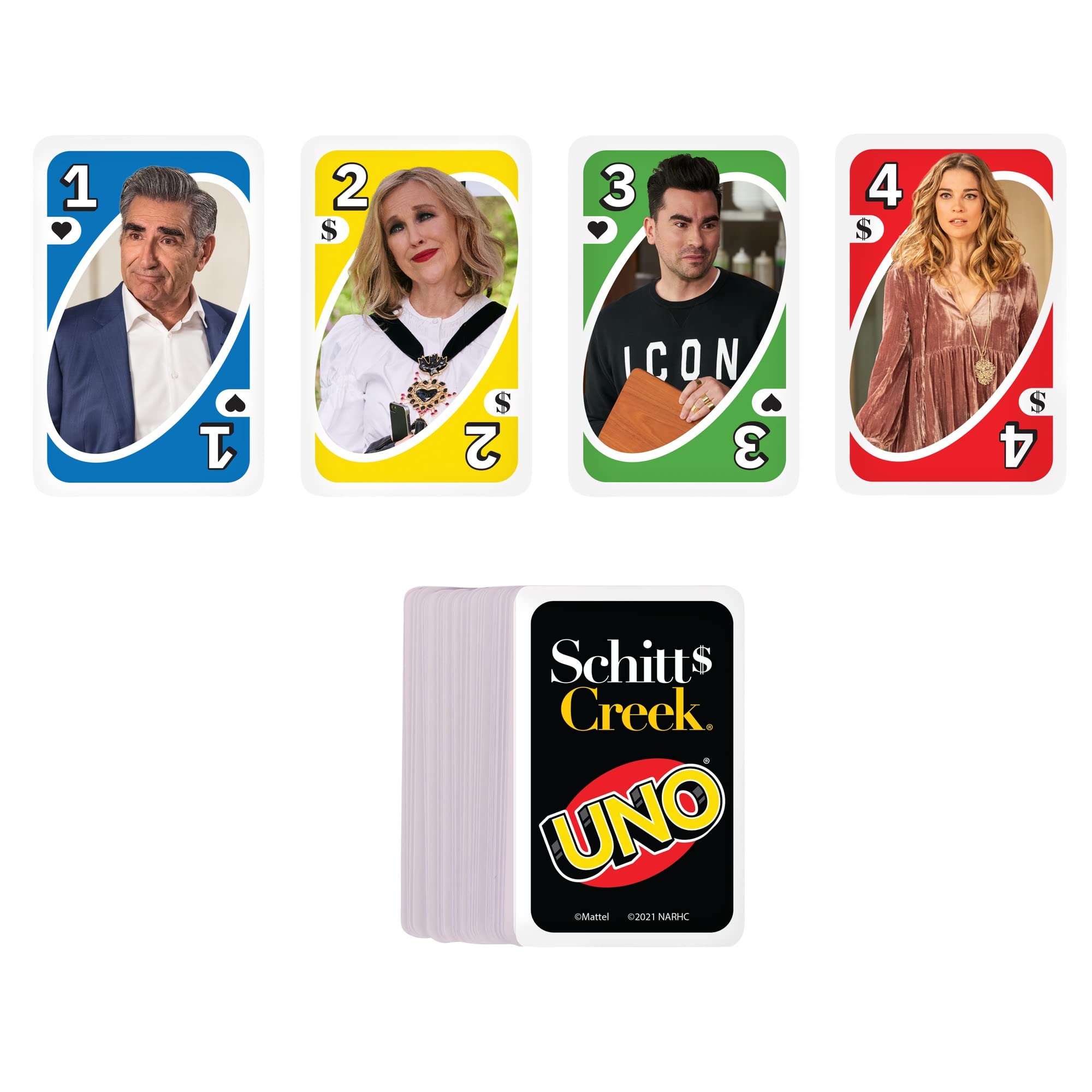 Mattel Games UNO Schitt's Creek Card Game for Teens & Adults for Family or Game Night with Special Rule for 2-10 Players