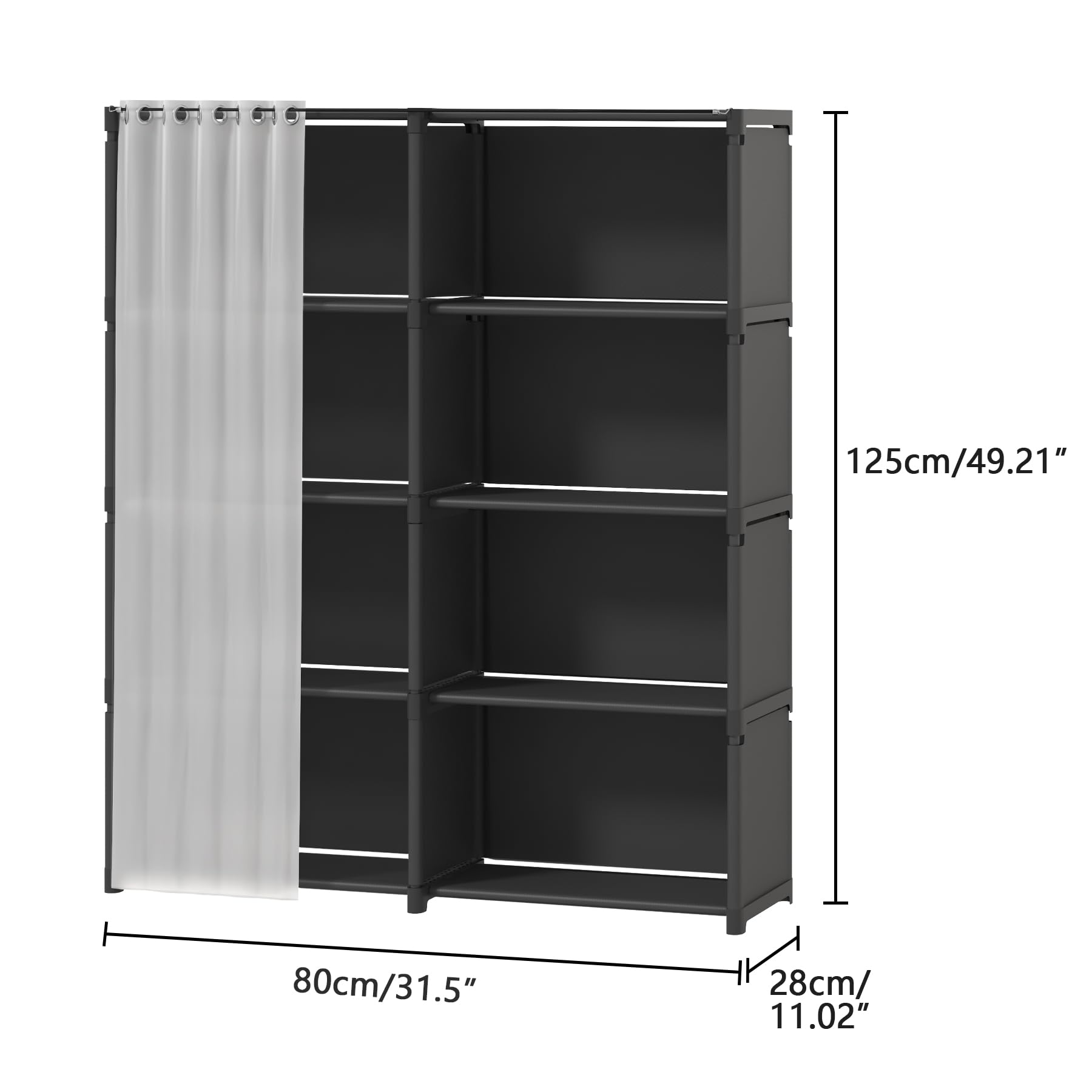 Dttwacoyh 5 Storey Single Row Storage for Bedroom, Open Closet, Closet Organiser, Bedroom, Office, Living Room (Black)