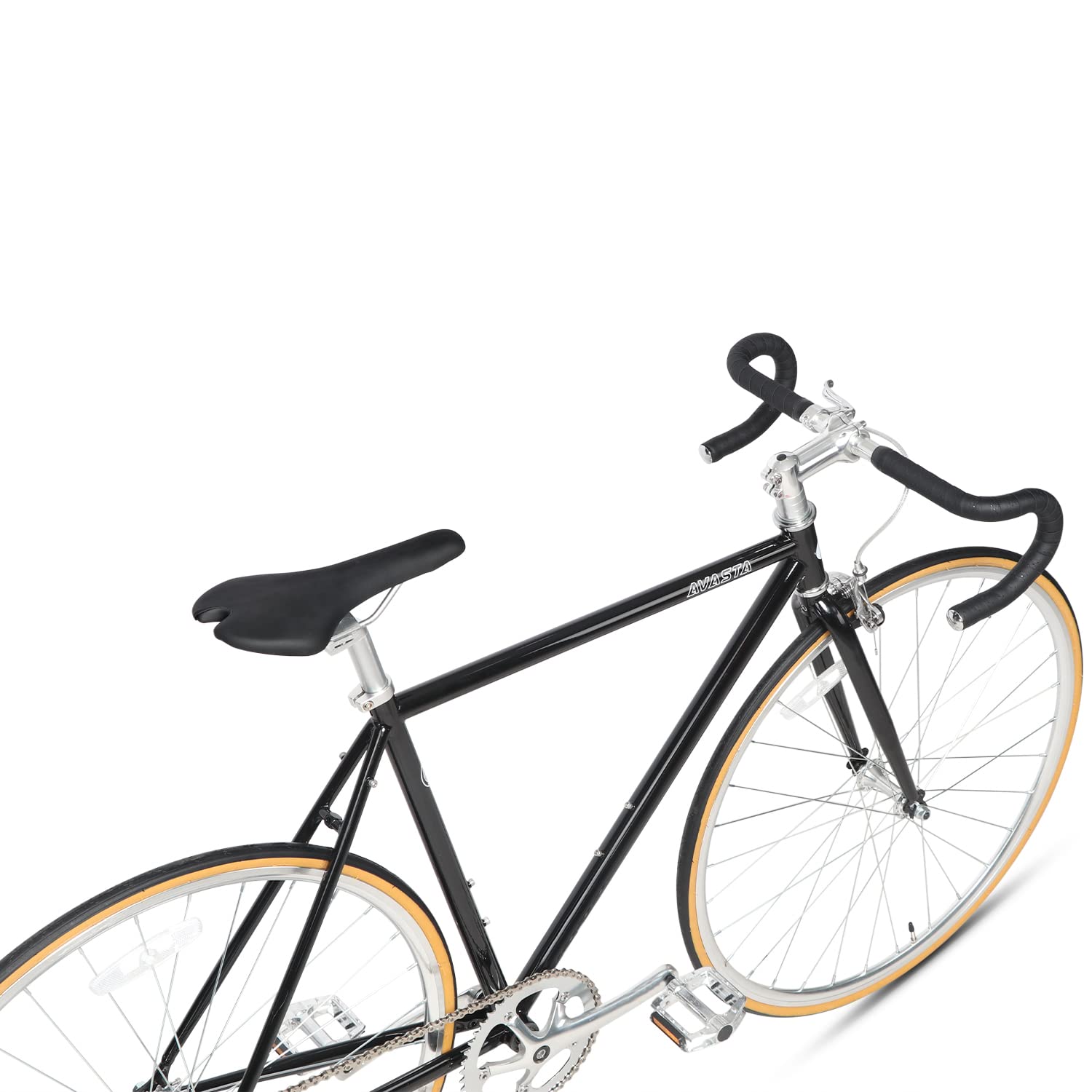 AVASTA Drop DAR Single-Speed Fixed Gear Urban Commuter Fixie Road Bike with Front Brake Lightweight Riding Black 54