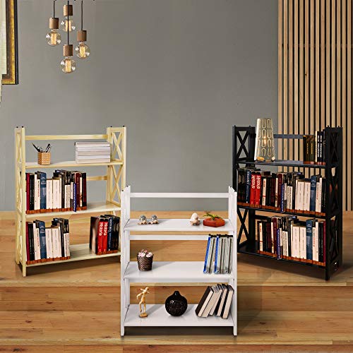 Casual Home Montego 3-Shelf Folding Bookcase, Natural , 27.5" Wide