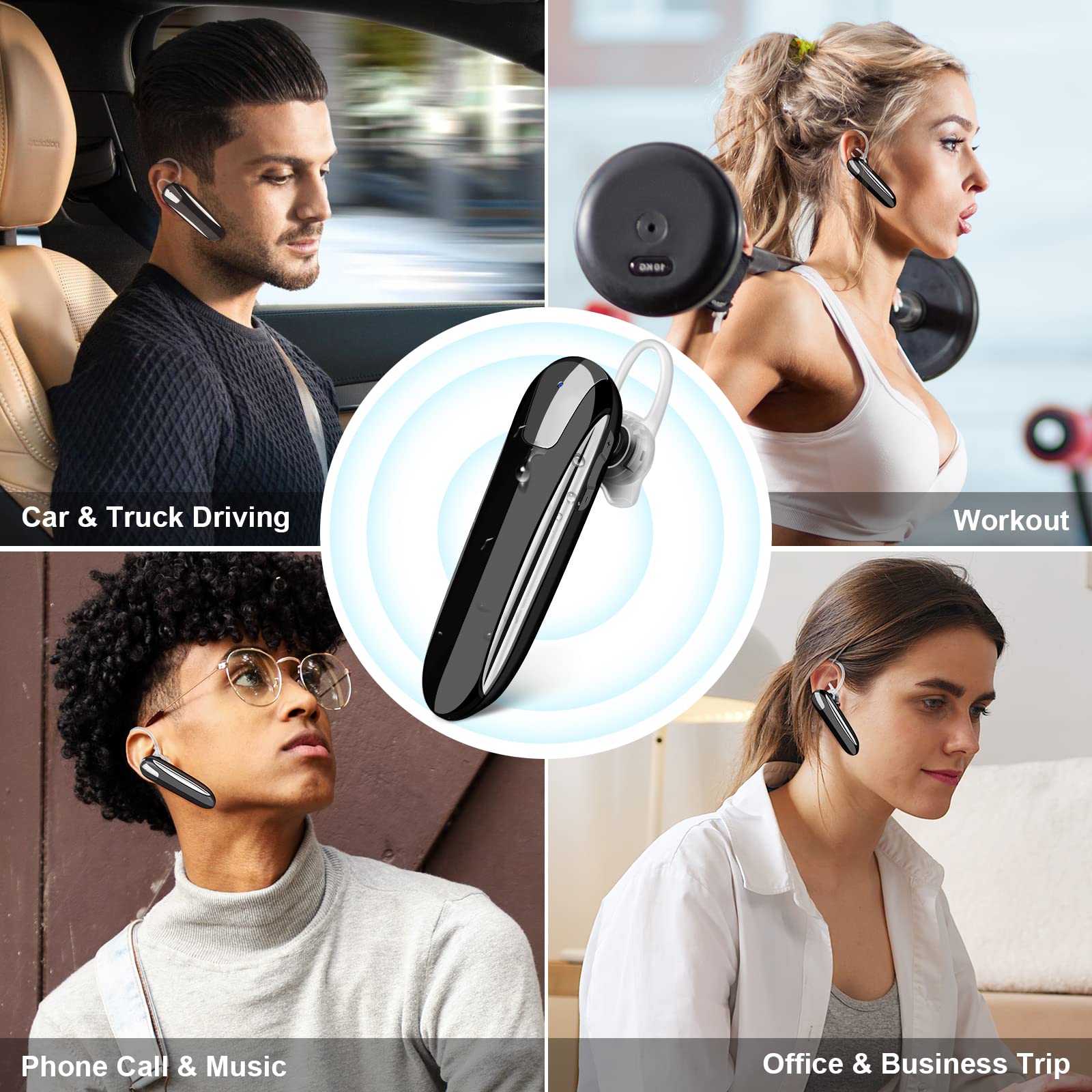 Bluetooth Earpiece for Samsung Galaxy S23 Ultra, Wireless Bluetooth Headset with Mic,48 Hrs Talk Time IPX7 Waterproof Wireless Earpiece for Driver/Business, Hands-Free Headset for Galaxy S22 Ultra A13
