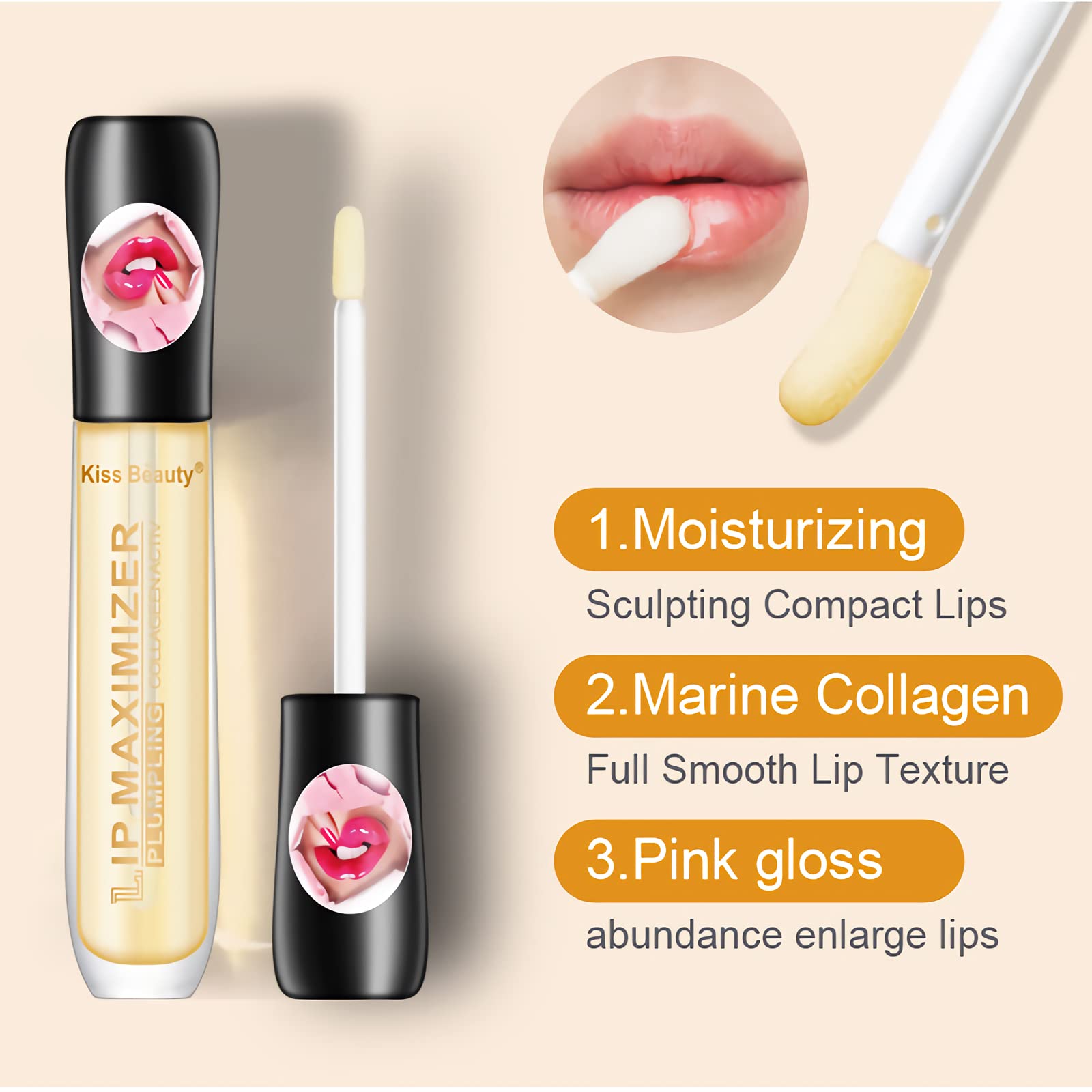 Cozzo Lip Plumper Vitamin E Plumping Lip Maximizer Serum Transparent Toot Lip Oil Plumper Lip Gloss Moisturizing Lips Plumper Instant Lip Care Product Reduce Fine Lines (1 PCS)