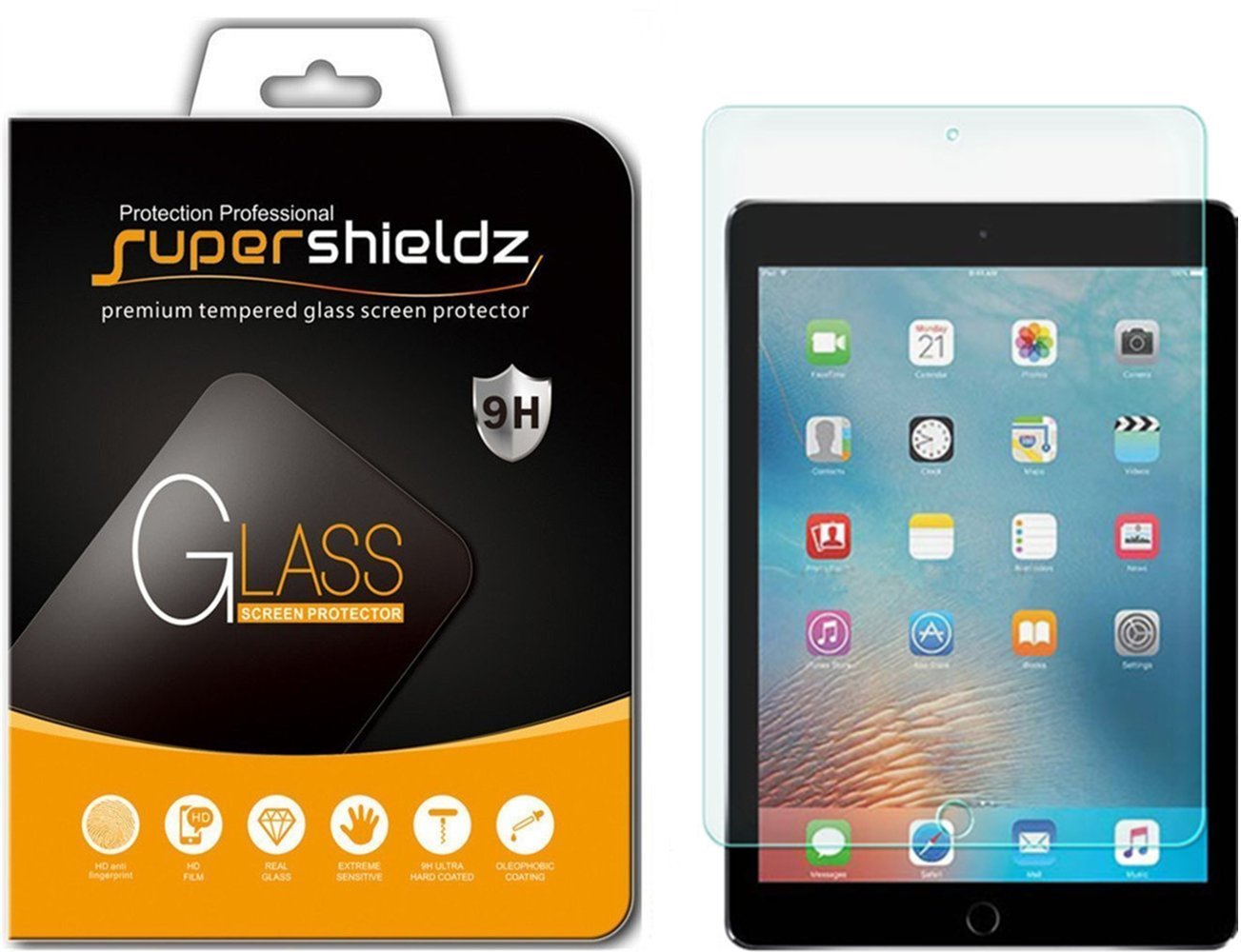 Supershieldz Designed for Apple iPad Air 2 and iPad Air 1 (9.7 inch) (Not Fit for iPad Air 3) Tempered Glass Screen Protector, Anti Scratch, Bubble Free