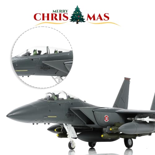 NUOTIE Classic American Eagle F-15E Twin-Engine Fighter Pre-Build Model Kits 1:100 Aircraft Alloy Diecast Airplane Military Display Model Aircraft for Collection or Gift