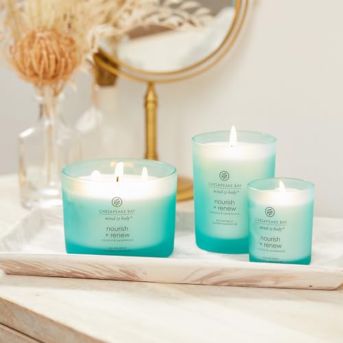 Chesapeake Bay Candle Mind & Body 3-Wick Coffee Table Jar Candle, Nourish + Renew (Coconut & Sandalwood)