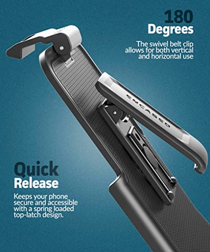 Encased MAG SlimShield Designed for iPhone 14 PRO Case with Belt Clip Holster - Compatible with MagSafe (Black)