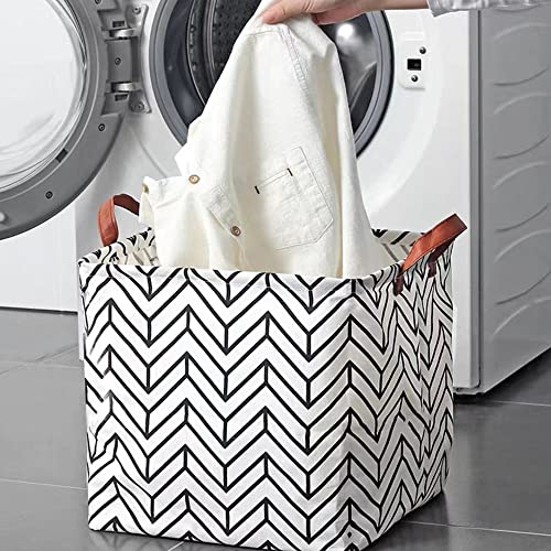 ESSME 3PACK Square Storage Bin,Cotton Fabric Laundry Baskets,Collapsible Waterproof Toy Storage Bin with Handles for Family Storage,Shelf Baskets,Bedroom(3pack Geometry)