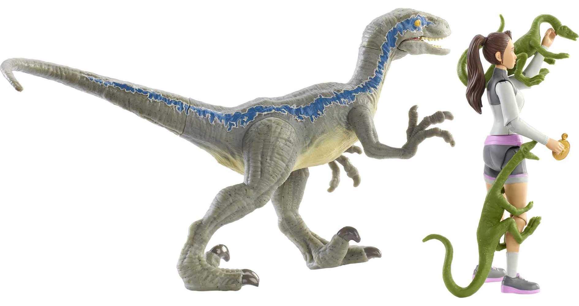 Mattel Jurassic World Camp Cretaceous Yasmina Yaz and Velociraptor Human and Dino Pack with 2 Action Figures, 2 Compys Figures and Accessory, Toy Gift Set and Collectible