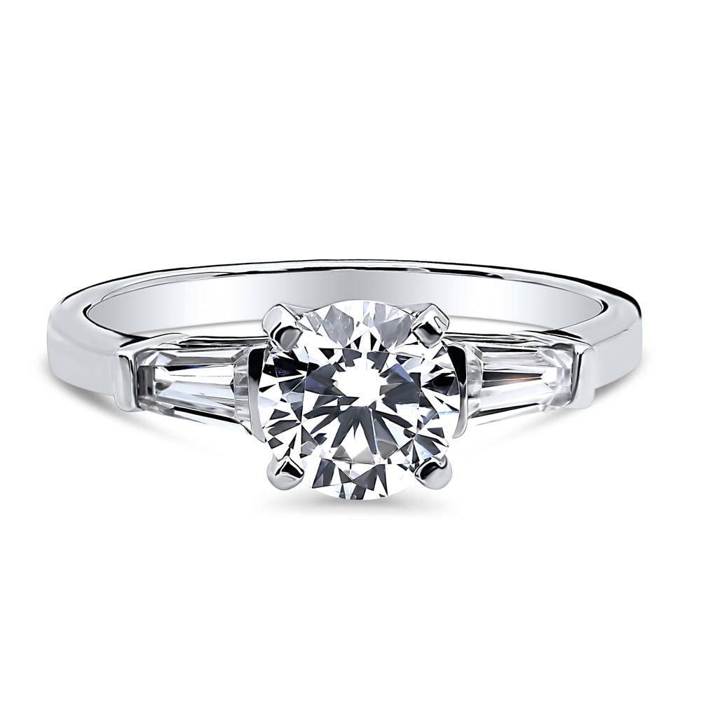 BERRICLE Sterling Silver Solitaire Wedding Engagement Rings 1 Carat Round Cubic Zirconia CZ Promise Ring for Women, Rhodium Plated Size 8