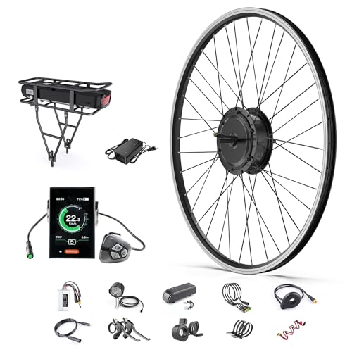 BAFANG 48V 500W Front Hub Motor Electric Bike Conversion Kit for 26inch Wheel Drive Engine with Display with Battery (C961,Rear Battery 48V 17.5Ah)