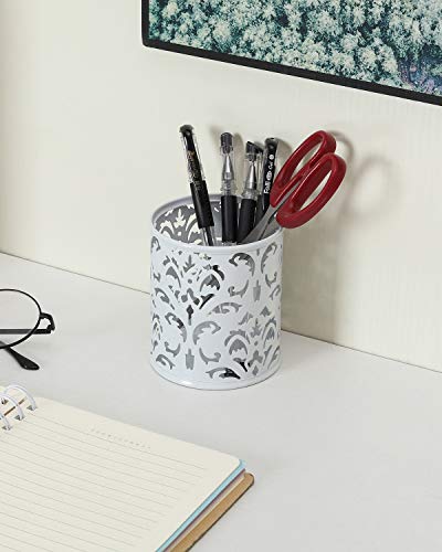 EasyPAG 2 Pack Pen Holder for Desk Premium Metal Pencil Holder Pen Cup Marker Holder Makeup Brush Holders, Desk Accessories & Workspace Organizers for Home, School & Office,White