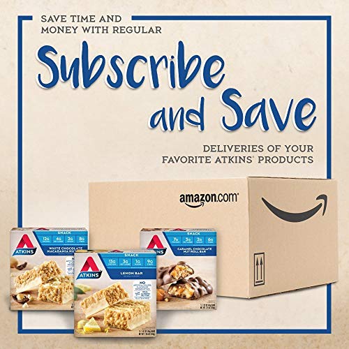 Atkins Caramel Double Chocolate Crunch Snack Bar, Protein Snack, High in Fiber, 2g Sugar, Keto Friendly, 5 Count