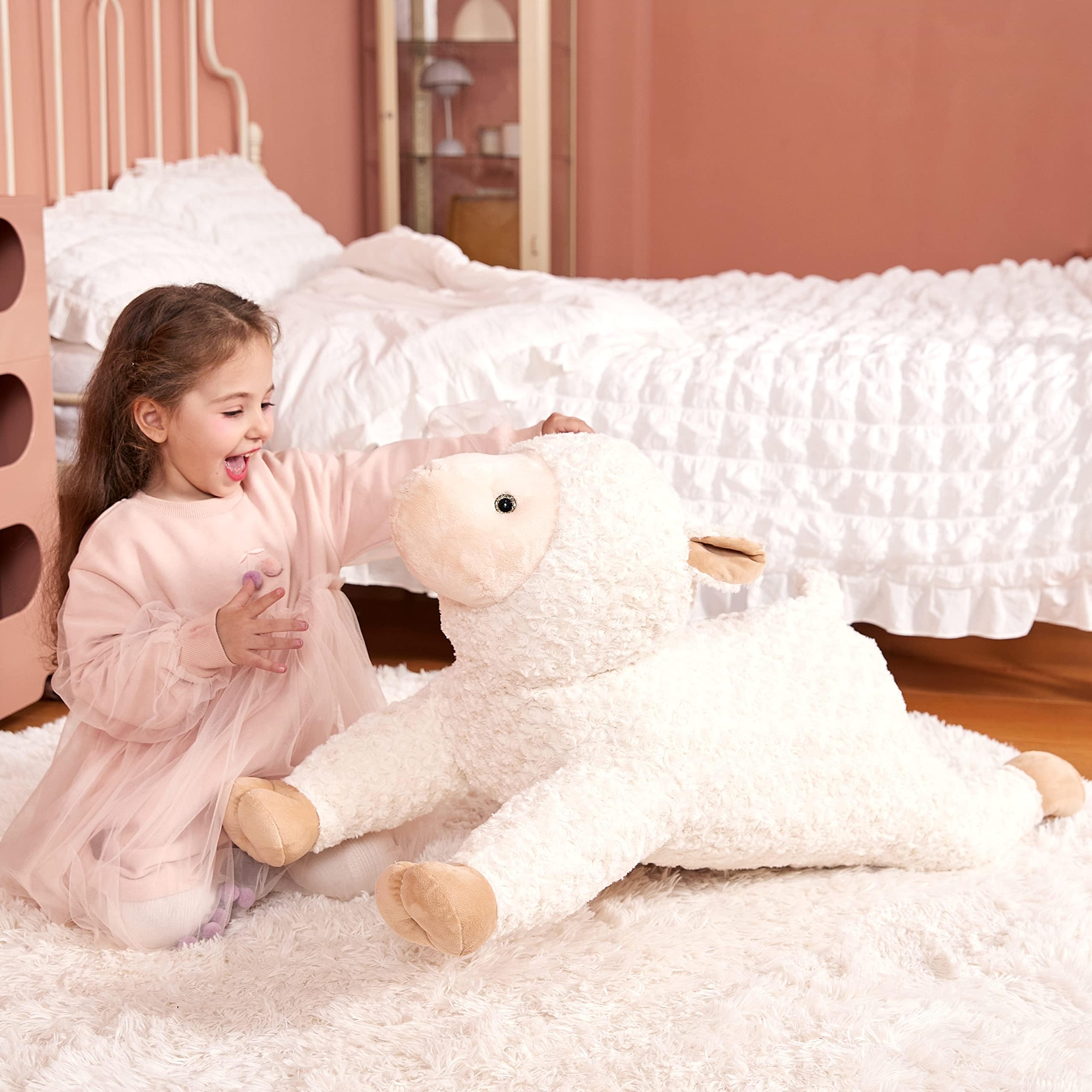 IKASA Large Sheep Stuffed Animal Plush Toy,Giant Lamb Cute Jumbo Soft Toys,30" Huge Big Size Plushy Fat Oversized Plushie,Gifts for Kids (Sheep)