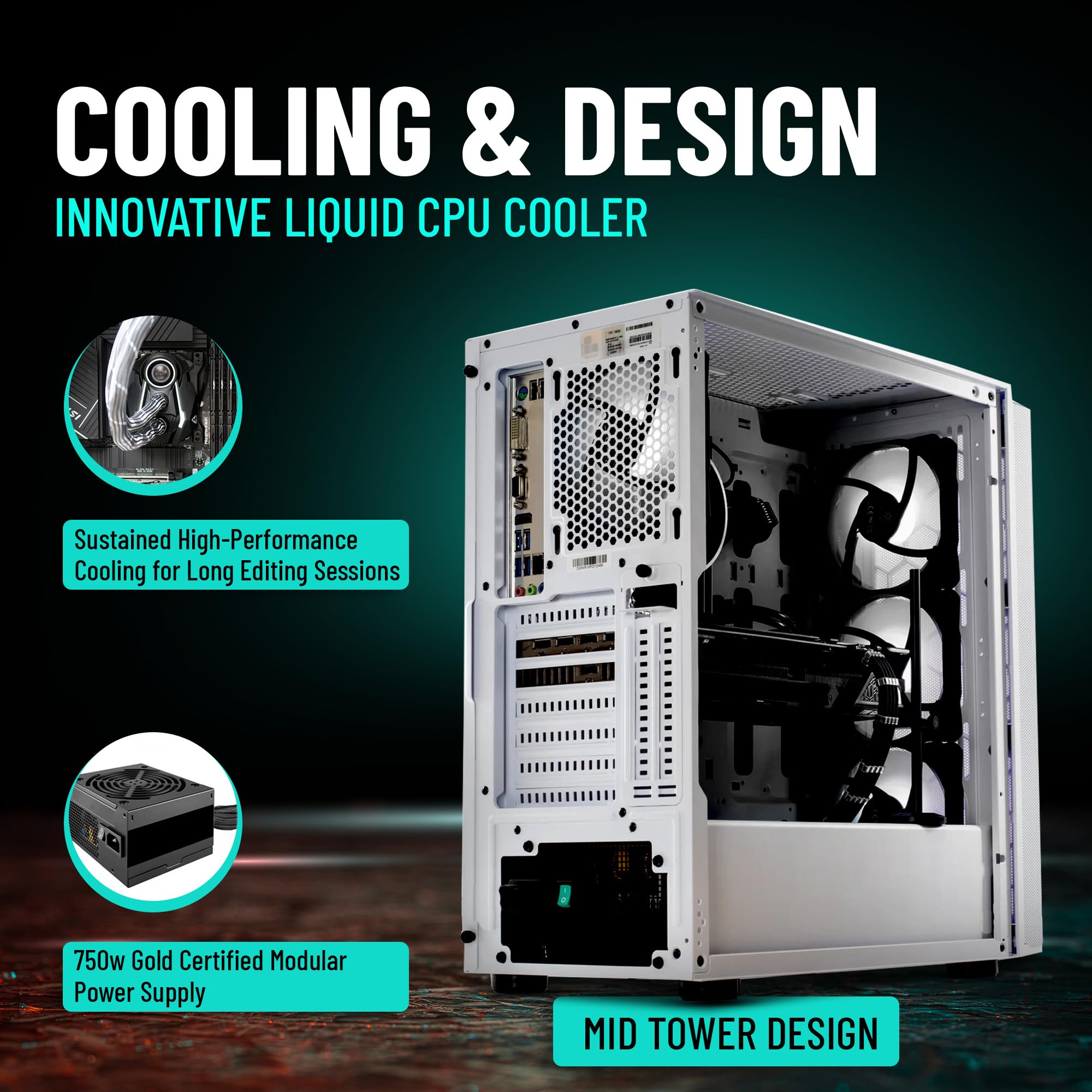 CPU Solutions Express Video Editing PC, CEV-8937-4K 8K HD Video Editing Workstation - Intel i9-14900KF, 6.0GHz 24-Core, 64GB DDR5, 2TB NVMe 4.0 SSD, Quadro RTX A4500, Windows 11 Pro Computer Tower