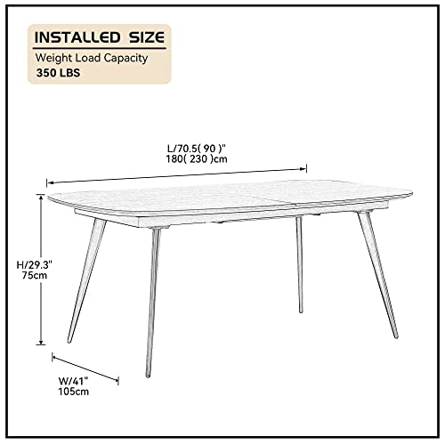 EASYTOUR Extendable Dining Table, 8-Person Mid Century Kitchen Table, Wooden Oval Extension Dinner Table with Sturdy Metal Frame, Space Saving, Easy Assembly, 90โx41โx29.3โ (Brown)