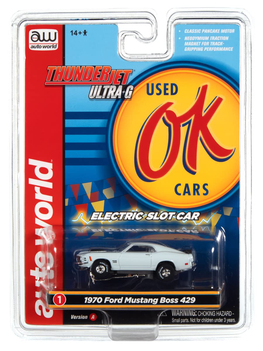 Auto World Thunderjet 1970 Ford Mustang Boss 429 Blue HO Scale Slot Car