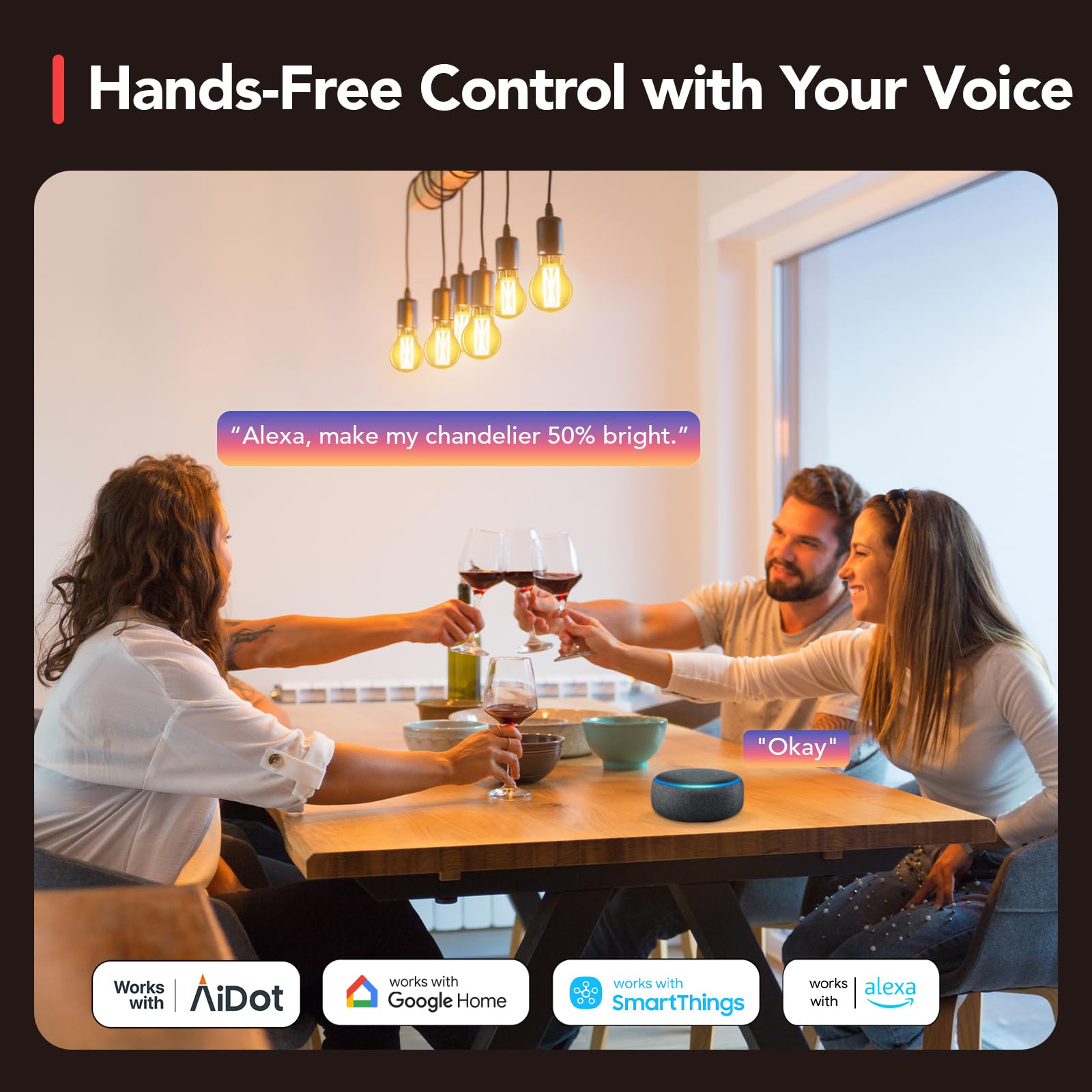OREiN Smart LED Edison Light Bulb with Remote Control WiFi A19 Vintage Light Bulbs E26 Base 800Lm, 8W 60W Equiv Tunable 2700K-6500K Filament Bulbs Work with Alexa/Google/Aidot APP 4pack+1Romote…