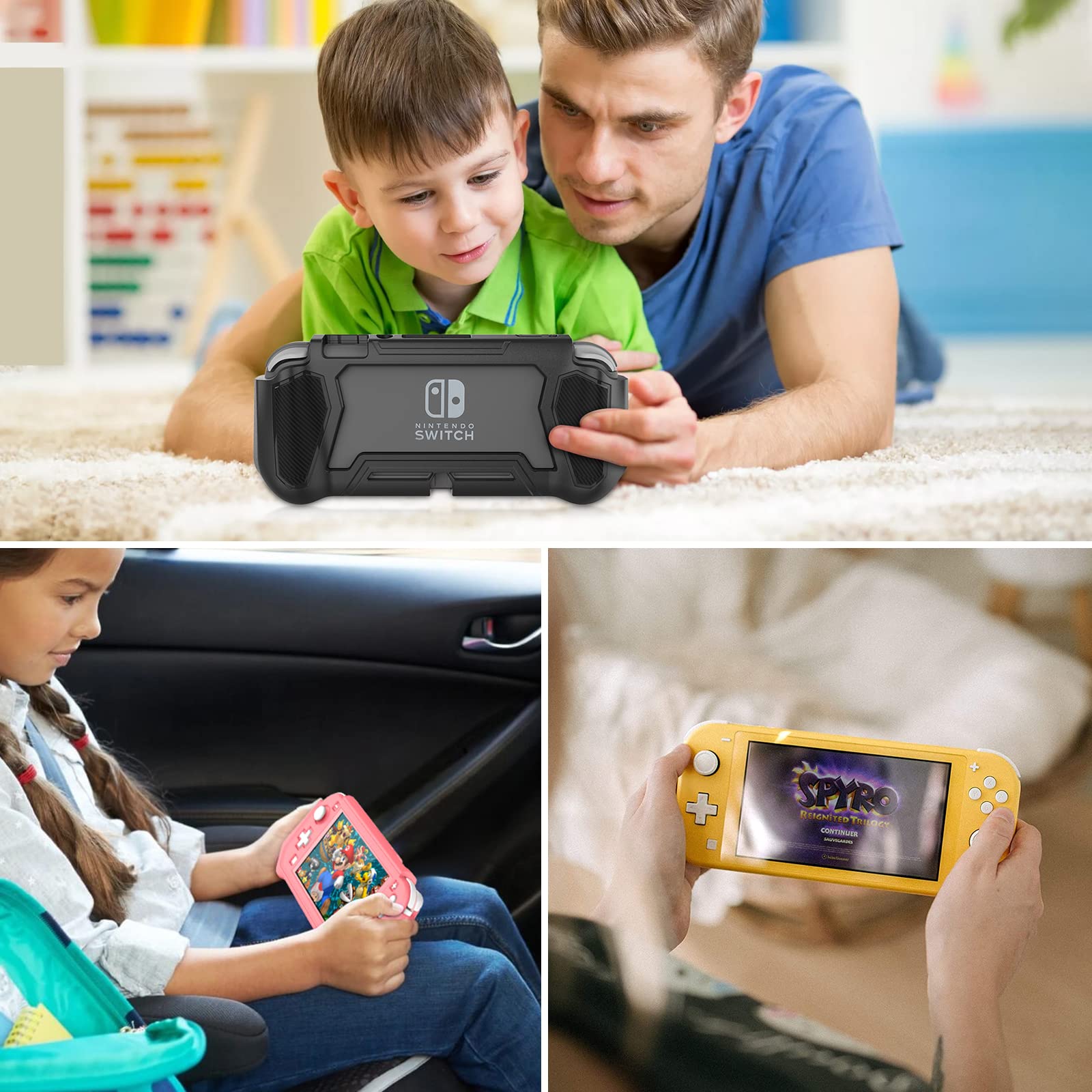 Switch Lite Protective Case Compatible with Nintendo Switch Lite, Kmasic Full-Body Rugged Protection Switch Lite Cover Built-in Screen Protector, Anti-Scratch Cover for Nintendo Switch Lite Skin