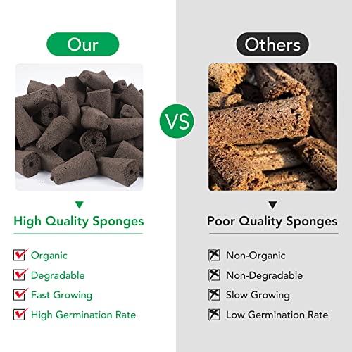 JustSmart 60 Pack Growth Sponges, Replacement Root Growth Sponges Seed Pods Compatible IGS-20SE, Seedling Starter Sponges Kit for Hydroponic Growing System Indoor Garden