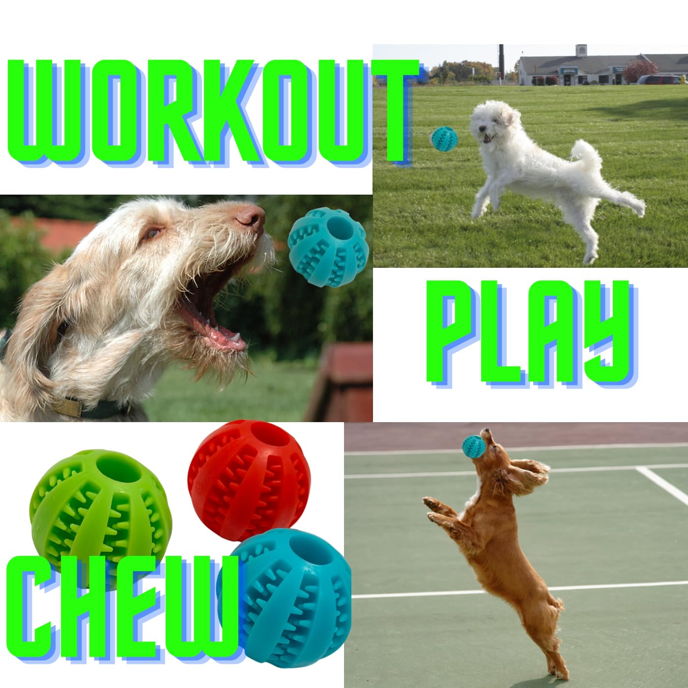 Small Dog Chew Toy, Dog Ball, Treat Dispenser, Interactive Toy, Puppy Trainer, Slow Feeding-3 Pack Great for Labrador Retriever and Mixed Breeds