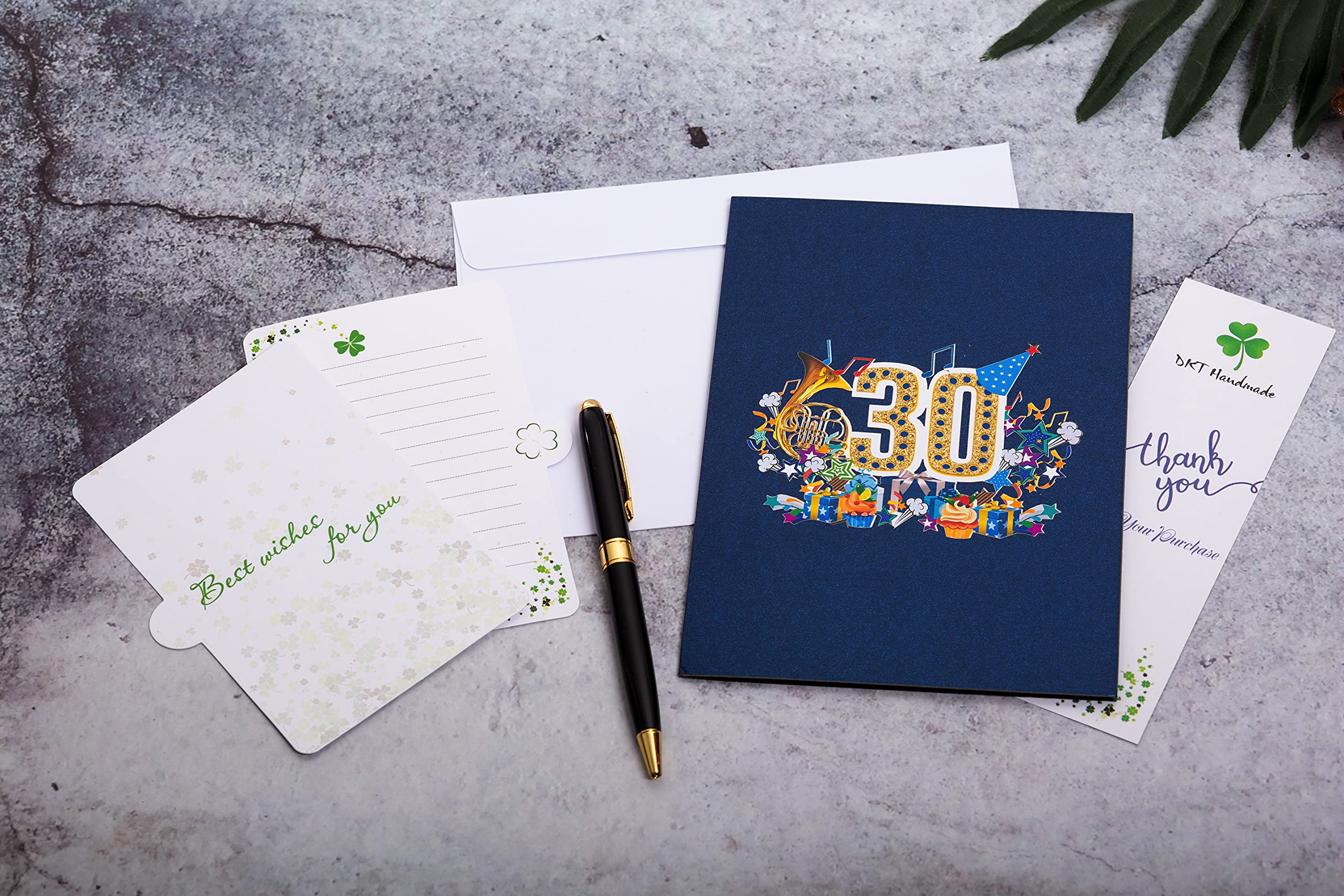 DKT HANDMADE Happy Birthday Pop Up Card - Pop Up Happy Birthday Card, Happy Birthday Number Age (Number Age 30th - Blue)