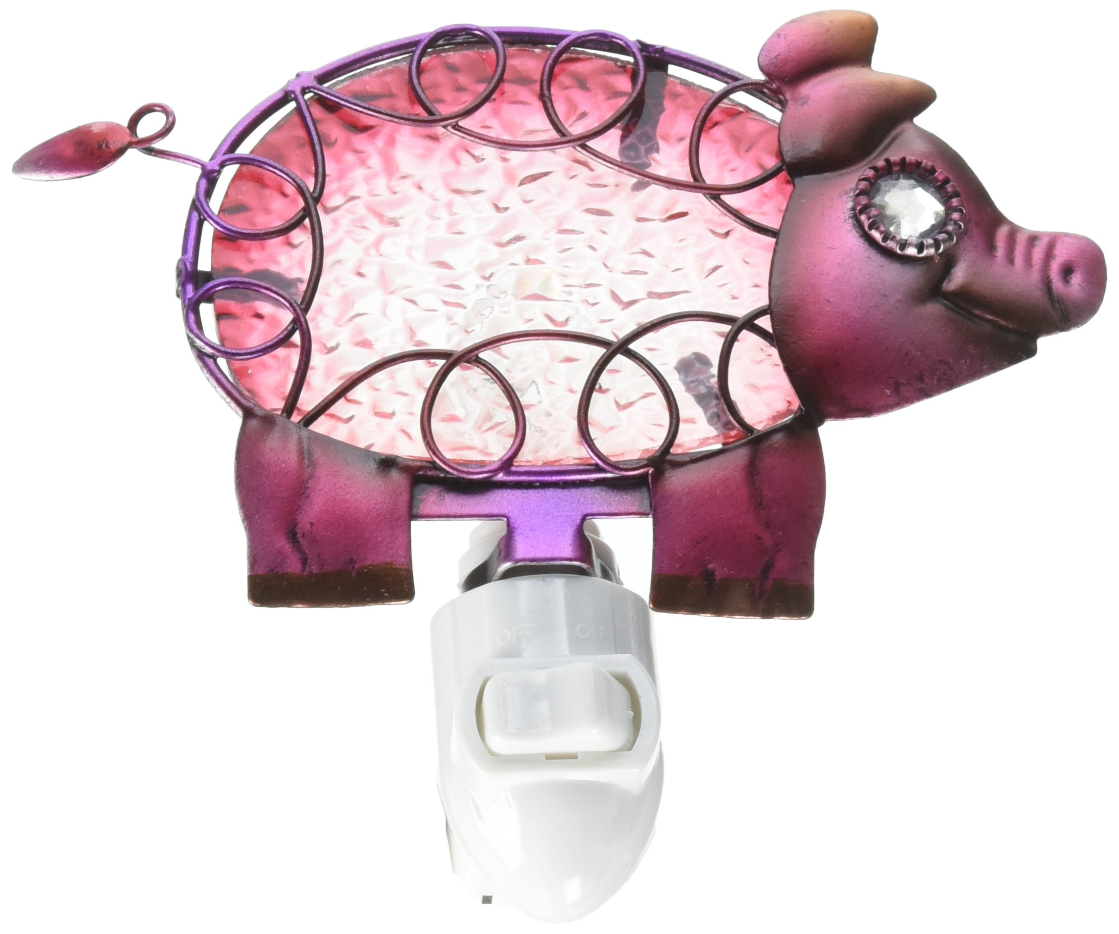 Puzzled Glass Art Night Light, Plug in Decorative Socket Lamp, Manual On & Off Portable Light for Stairway, Bedroom, Bathroom, Nursery, Home Accessory & Kitchen Decor - Pig