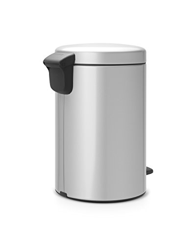 Brabantia New Icon Step Trash Can (3.2 Gal/Metallic Gray) Soft Closing Kitchen Garbage/Recycling Can with Removable Bucket
