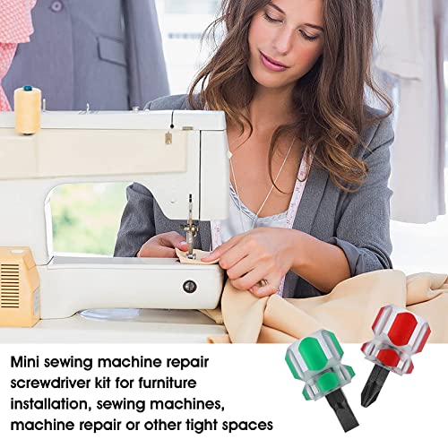 Grevosea 2PCS Sewing Machine Screwdriver Mini Stubby Screwdriver Portable Sewing Screwdriver Tools Cross Head Screwdriver for Sewing Machine Repairing Accessories, One Flat Head and One Phillips