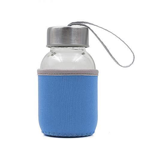 Muka (Pack of 6PCS) 5 Ounce Glass Drinking Bottle with Stainless Steel Lid Insulated Sleeve for Kids-Green/6pcs