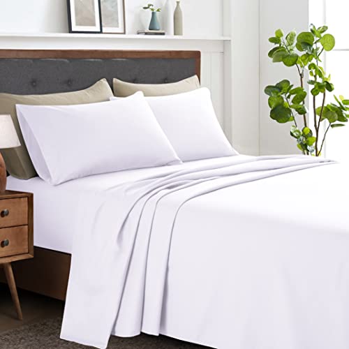 Ersmak Bright White Queen Sheets Set (4 Piece), Super Soft Brushed Microfiber Bed Sheets with 16 Inch Deep Pocket, Egyptian Quality Luxury Bedding Set
