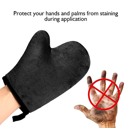 Self Tanning Mitt Tan Mitt Tanning Mitt Applicator with Thumb and Face Applicator Mitt Washable Reusable Sunless Tanner Mitt Tools Set for Mousse, Lotion, Spray and Oil(Black)