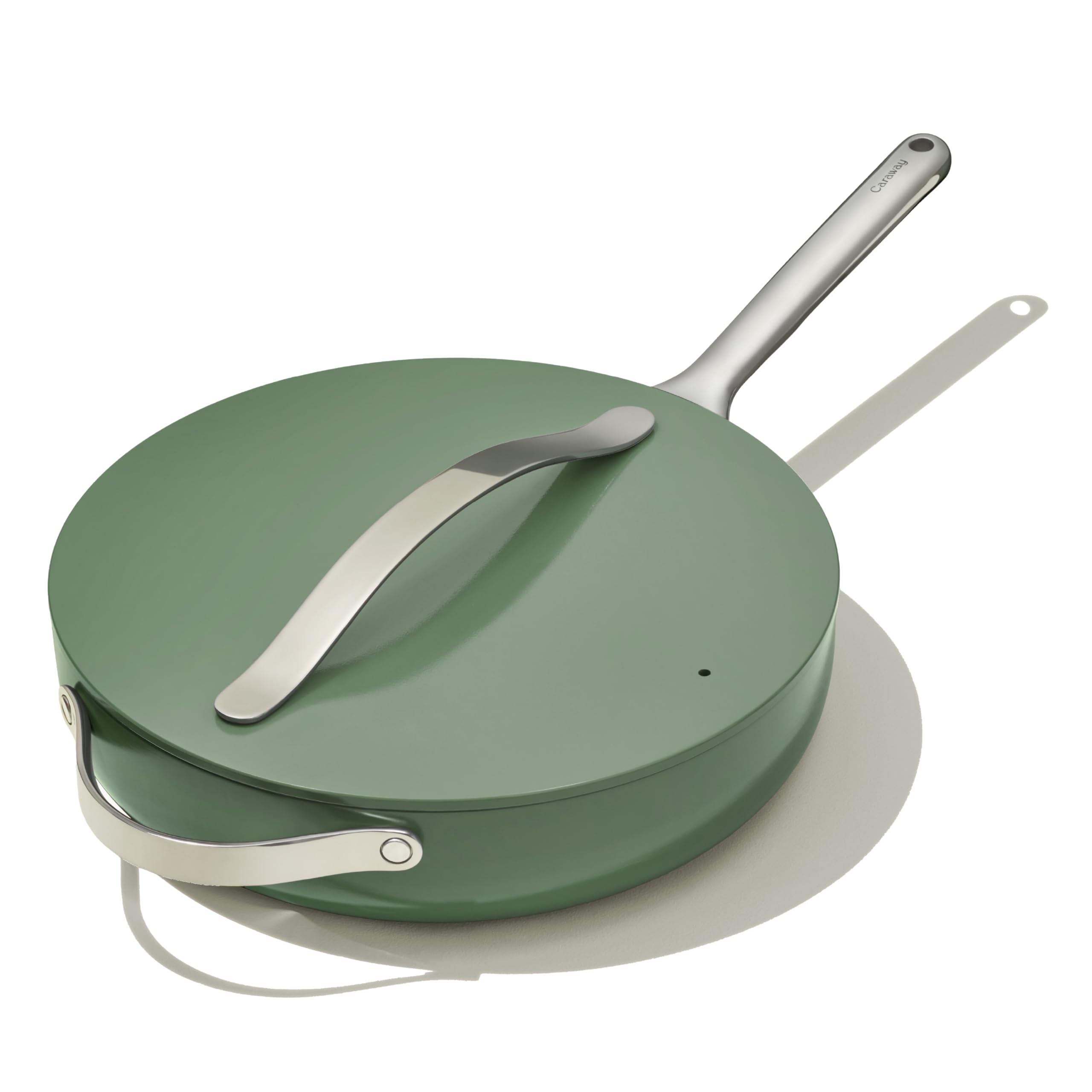 Caraway Nonstick Ceramic Sauté Pan with Lid (4.5 qt, 11.8") - Non Toxic, PTFE & PFOA Free - Oven Safe & Compatible with All Stovetops (Gas, Electric & Induction) - Sage