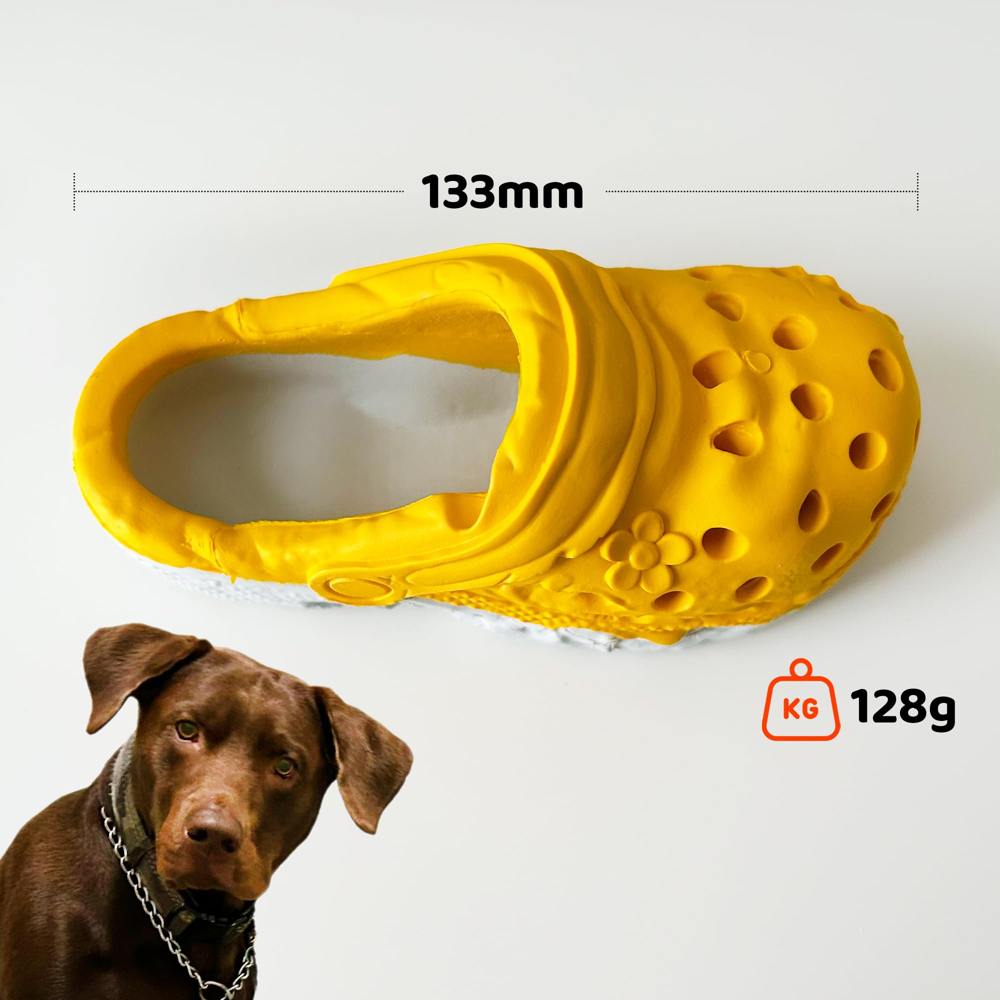 Generic Durable Rubber Slipper Dog Toy for Aggressive Chewers β Interactive Toy for All Breeds β Tough, Indestructible, and Ideal for Pet Training & Teeth Cleaning, Yellow