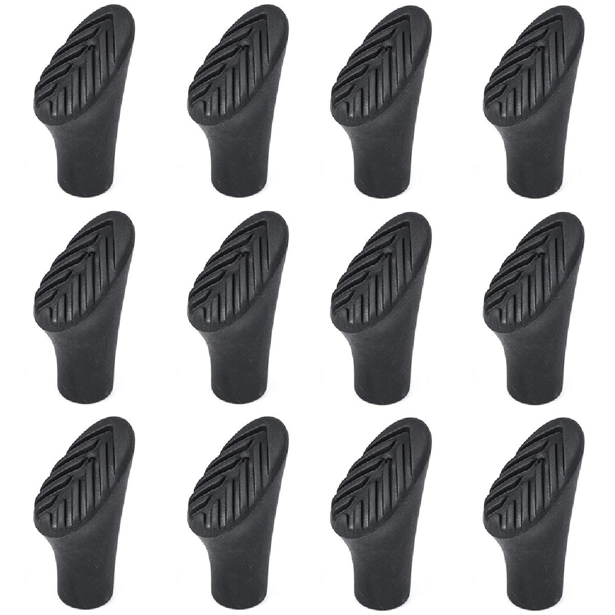 Azarxis Rubber Tips for Trekking Poles Replacement Pole Tip Protectors Fits Most Standard Hiking Walking Sticks - Shock Absorbing, Adds Grip, and Traction (Small Shoes - 12 Pack)