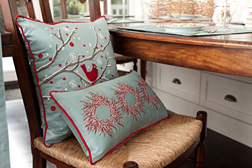 Pillow Perfect Christmas Wreaths Lumbar Pillow, 11.5" x 18.5", Blue