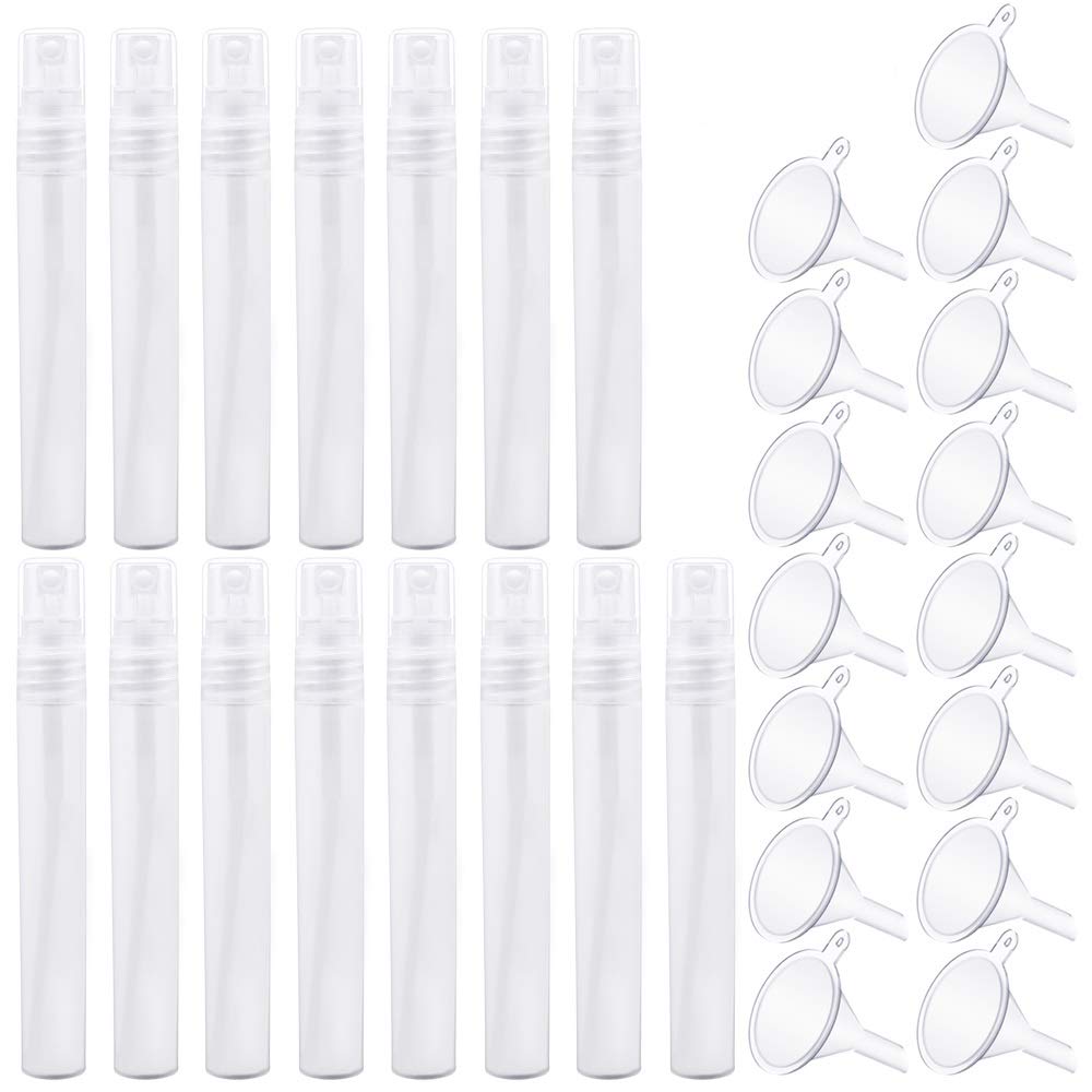 SelfTek 15 Pack Spritzer Bottle, 10ml Mini Portable Mist Empty Spray Bottle Perfume Travel Refillable Spray Bottles with 15 Funnels