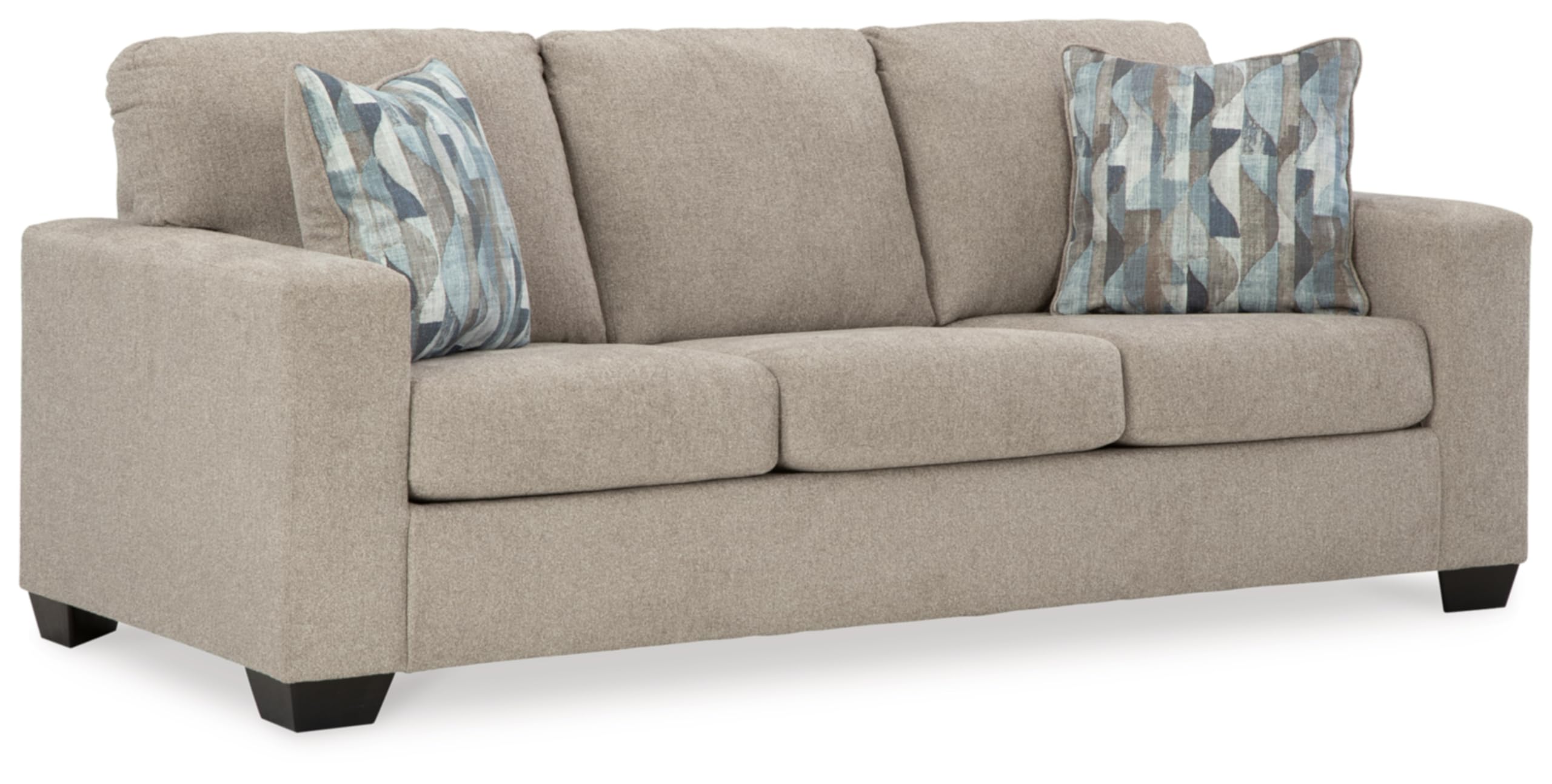 Signature Design by Ashley Deltona Contemporary 2-in-1 Sofa Sleeper with Folding Gel Memory Foam Mattress and 2 Accent Pillows, Queen, Beige
