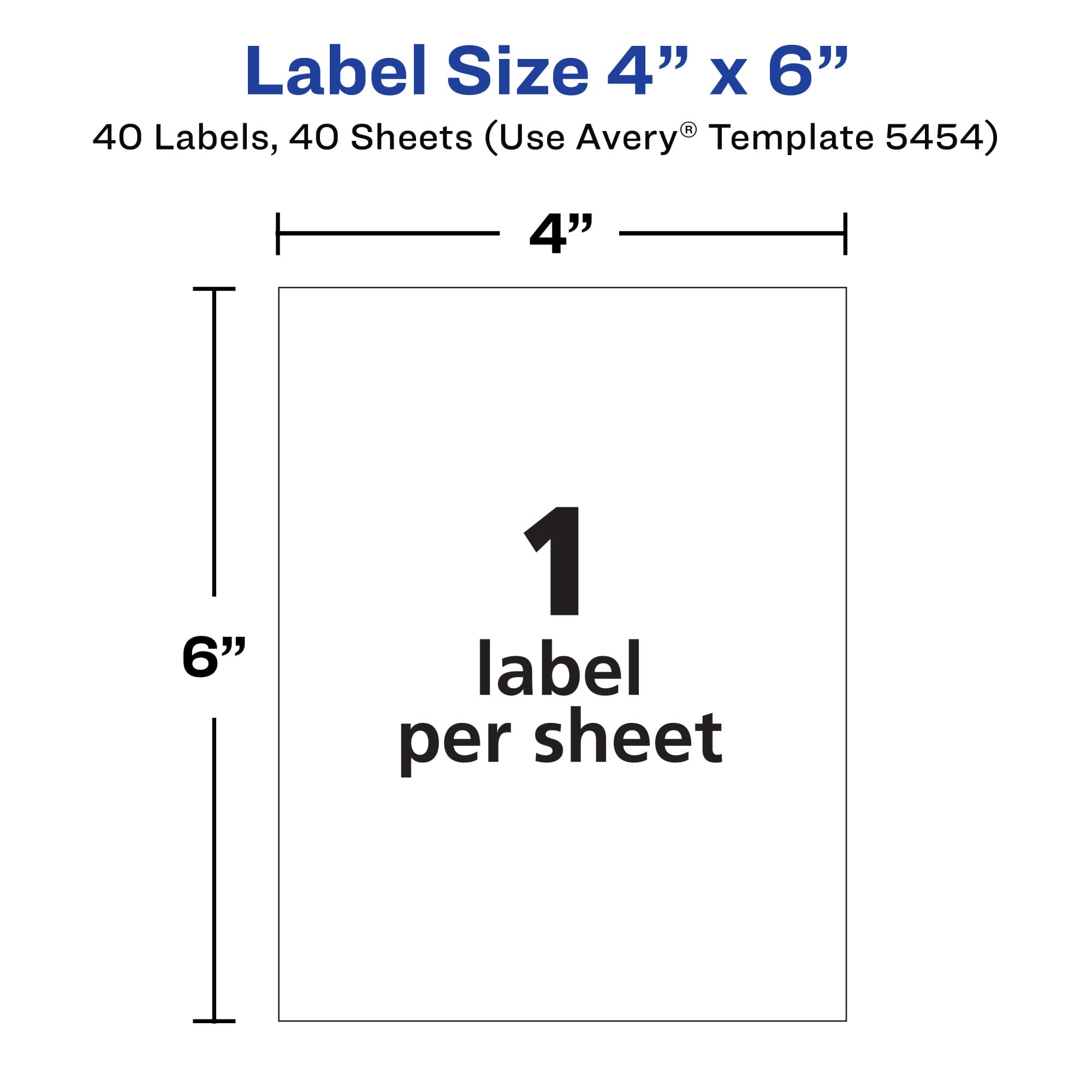 Avery Removable Labels, 4" x 6" Blank Labels, Laser/Inkjet Printable Labels, 40 Labels per Pack, 3 Packs, 120 Total Labels (5454)