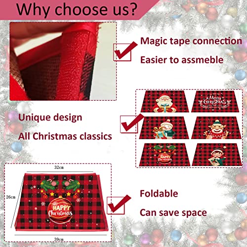 DmHirmg Christmas Tree Collar,Red and Black Christmas Tree Collar for Artificial Trees,Hexagonal Base Tree Skirt with 6 Different Patterns for Christmas Decorations Holiday Party
