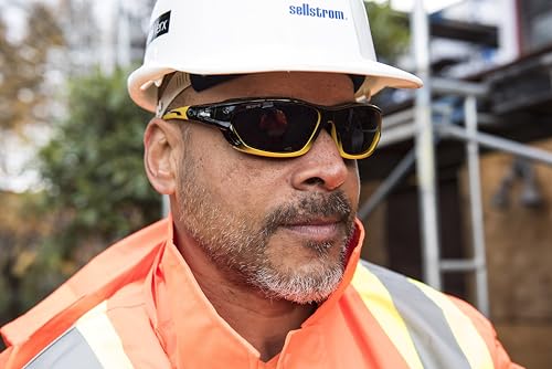Sellstrom - 70001AZ Polycarbonate Sealed Safety Glasses/Protective Eyewear, Anti-Fog Coating, Detachable Soft Co-Molded Temples, U.S. Military Ballistic Rated, Yellow & Black with Smoke Tint, S70001