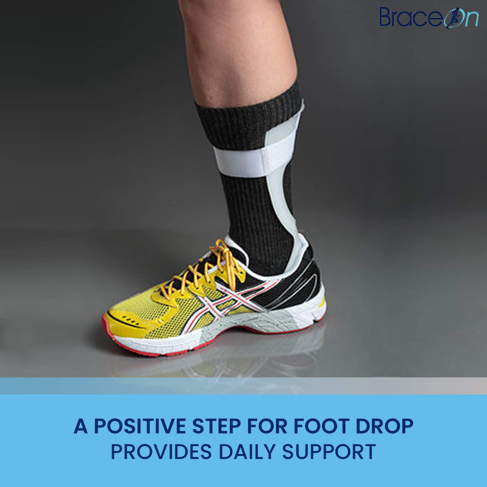 BraceOn AFO β Swedish Deluxe - Drop Foot Stabilizer, Moldable, Trimmable, Lightweight Polyethylene (Men, Right)